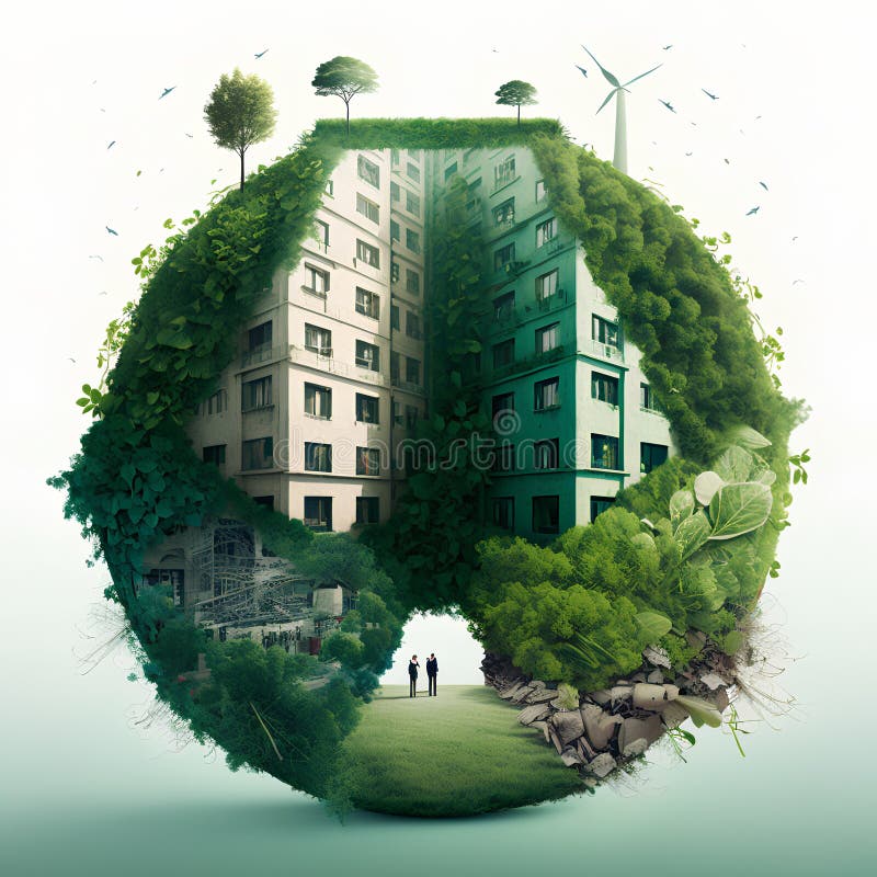 Ecology Concept with Green City in the Form of a Globe. Stock ...