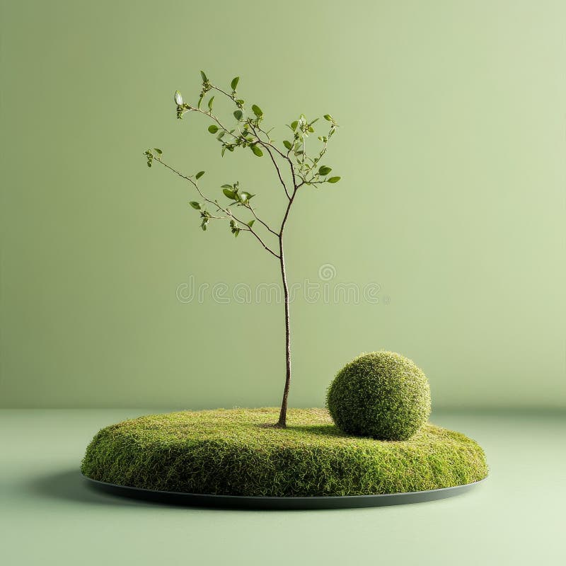 Ecology Concept. Green Tree on a Round Platform. Vector Illustration ...