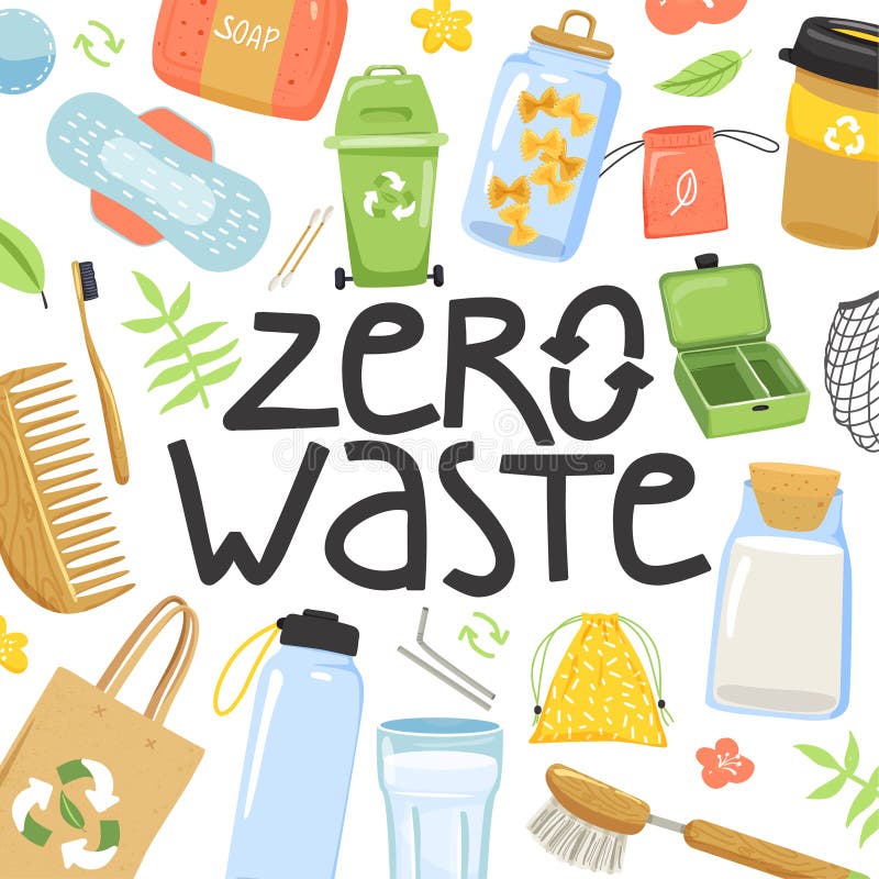 Ecology Concept. Set of Various Eco Objects. Stylish Typography Slogan ...