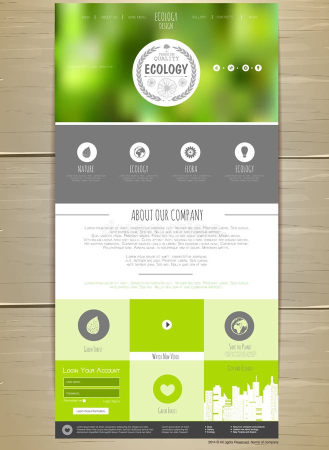 Ecology Concept Web Site Design. Stock Vector - Illustration of button ...