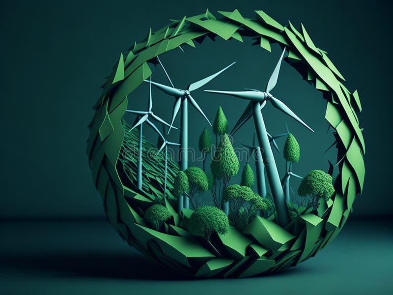 Wind Turbines in the Shape of a Sphere. Stock Illustration ...