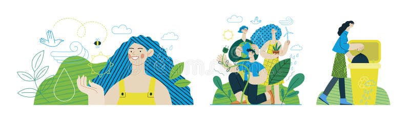 Ecology - Creative Landing Web Page Illustrations Set Stock Vector ...