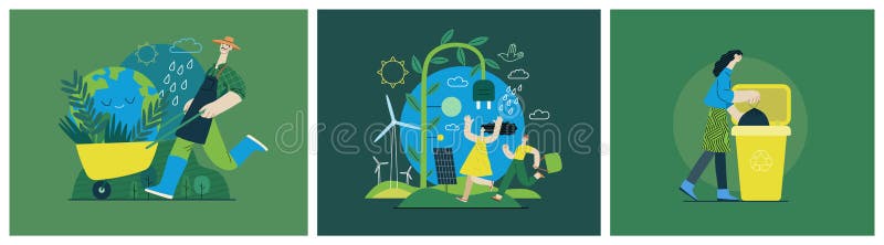 Ecology - Creative Landing Web Page Illustrations Set Stock Vector ...