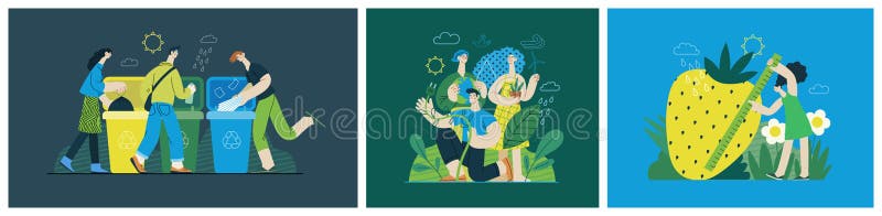 Ecology - Creative Landing Web Page Illustrations Set Stock Vector ...