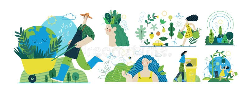 Ecology - Creative Landing Web Page Illustrations Set Stock Vector ...