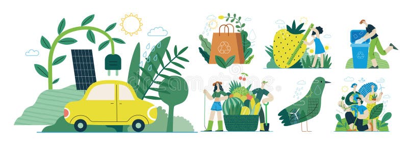 Ecology - Creative Landing Web Page Illustrations Set Stock Vector ...