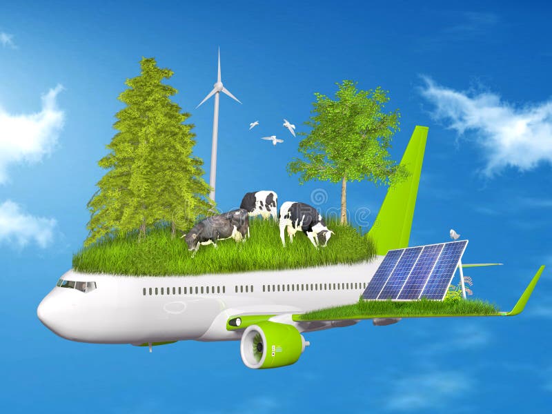 Ecology, Eco Flying Collage Stock Illustration - Illustration of grass ...