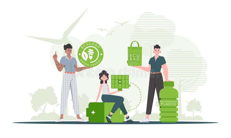 Ecology. ECO Friendly People. Trendy Style. Vector Illustration. Stock ...