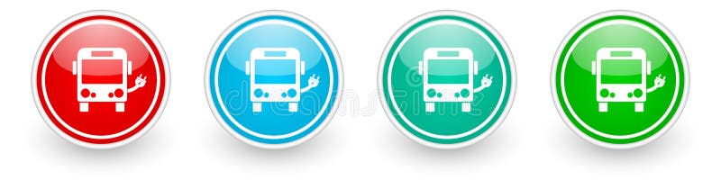 Ecology, Electrical Bus Glossy Icons, Set of Modern Design Buttons for ...