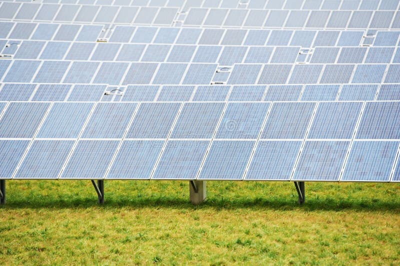 Ecology Energy Farm with Solar Panel Battery Field Stock Image - Image ...