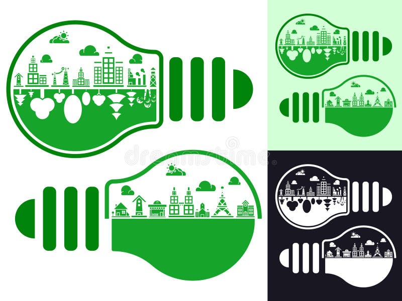Ecology and Energy Vector Silhouette Design Stock Vector - Illustration ...