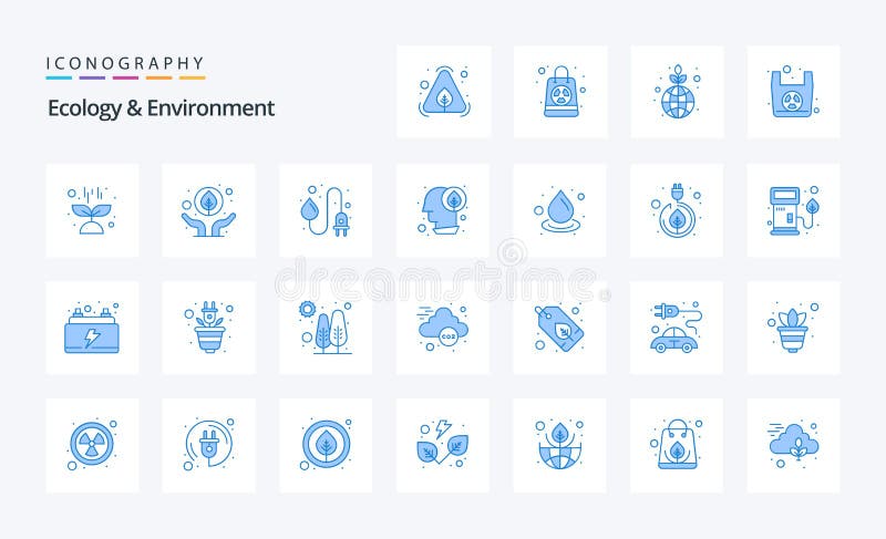 25 Ecology and Environment Blue Icon Pack Stock Vector - Illustration ...