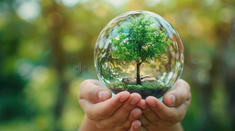 Ecology and Environment Concept : Close Up of Human Hand Holding Glass ...