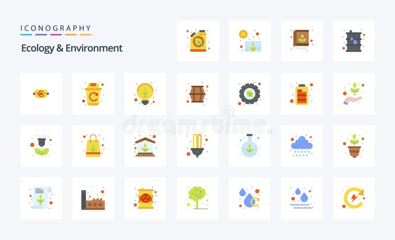 25 Ecology and Environment Flat Color Icon Pack Stock Vector ...