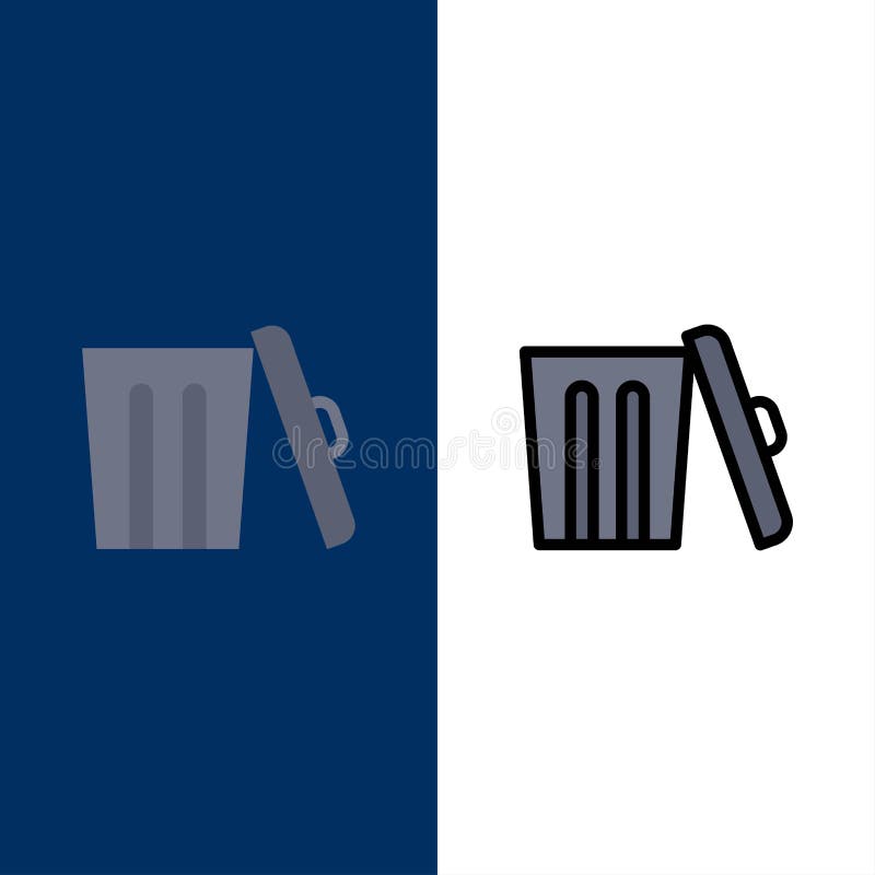 Ecology, Environment, Garbage, Trash Icons. Flat and Line Filled Icon ...