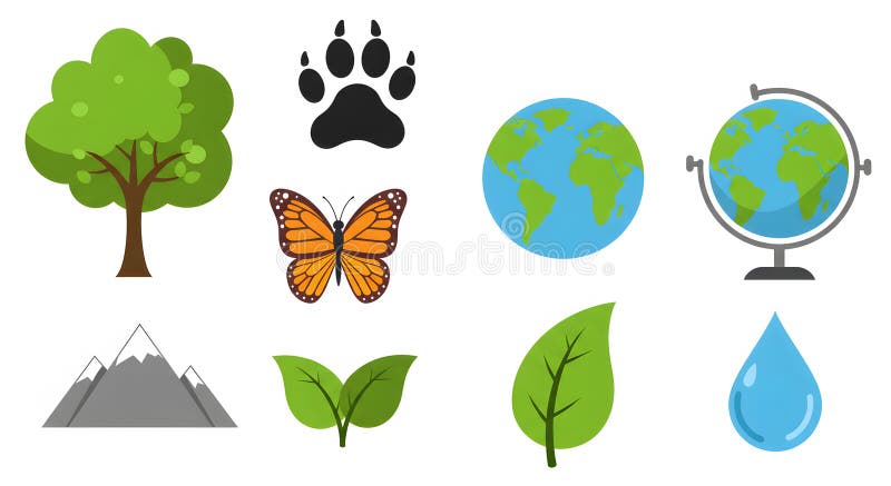 Ecology and Environment Icons Emphasizing Harmony between Nature and ...