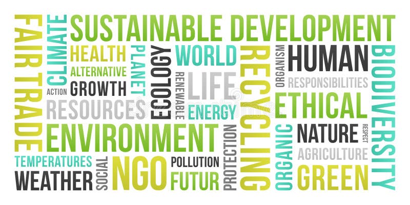 Ecology, Environment, Sustainable Development - Word Cloud Stock ...