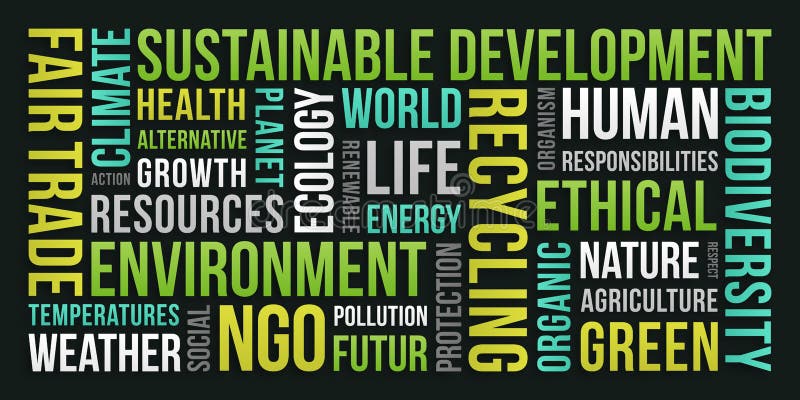 Ecology, Environment, Sustainable Development - Word Cloud Stock ...