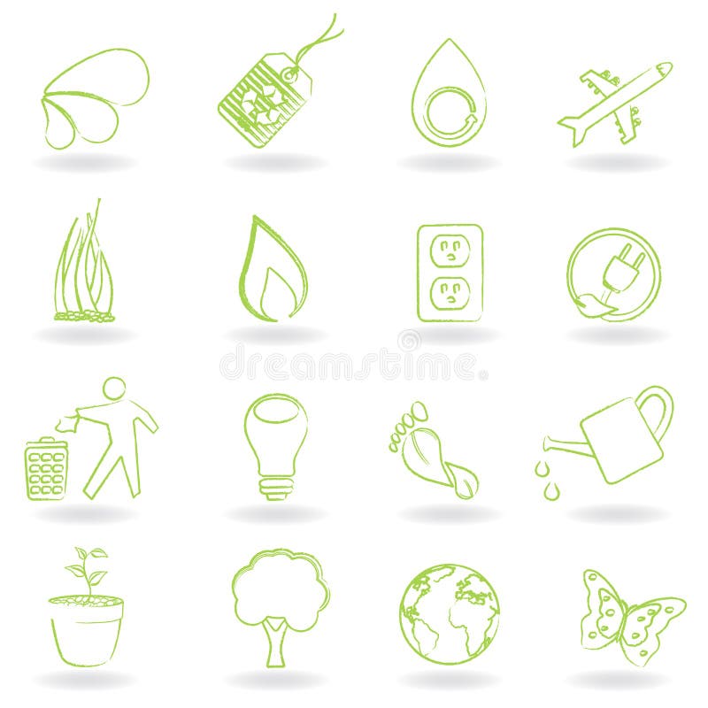 Ecology and Environment Icon Set Stock Vector - Illustration of organic ...