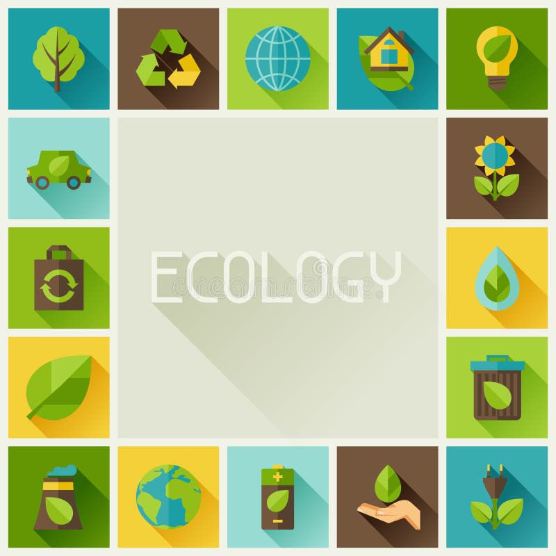 Ecology Frame with Environment Icons. Stock Vector - Illustration of ...