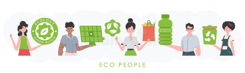 Ecology Friendly. ECO Friendly People. Flat Trendy Style. Vector. Stock ...