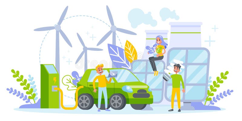 Green Energy Concept Ecology Cartoon Illustration Stock Vector ...