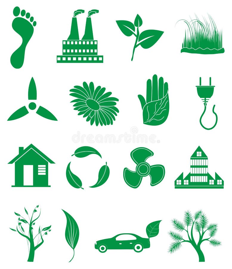 Ecology Green icons set stock vector. Illustration of power - 51447917