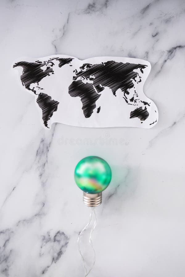 Ecology and Green Ideas for the Environment, Green Light Bulb Next To ...