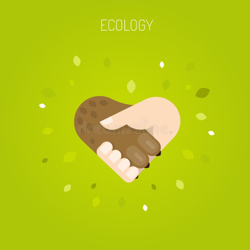 Ecology. Handshake of Man and Animal. Stock Vector - Illustration of ...