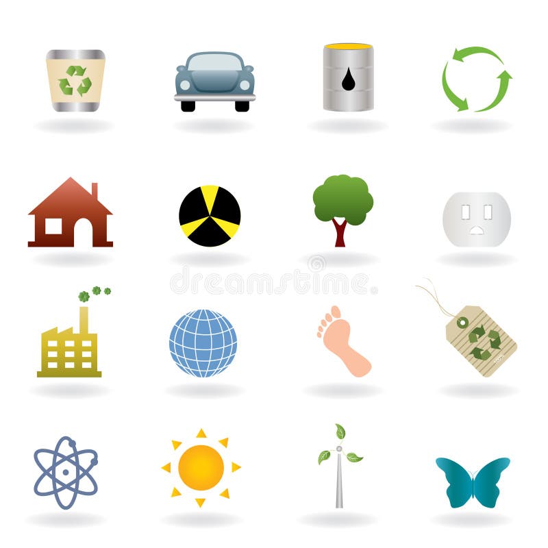 Ecology icon set stock vector. Illustration of icon, recycled - 16012101