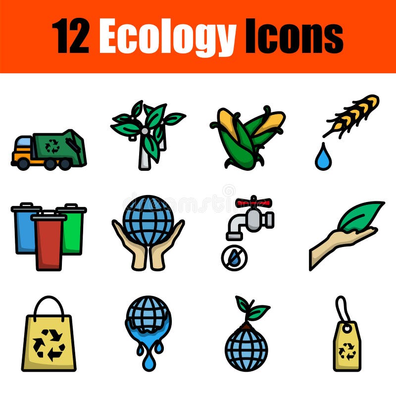 Ecology Icon Set stock vector. Illustration of green - 216518380