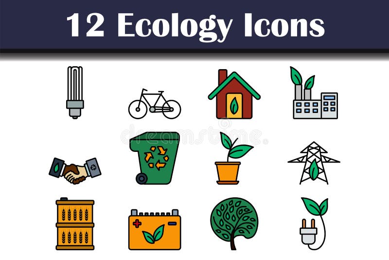 Ecology Icon Set stock vector. Illustration of graphic - 249610591