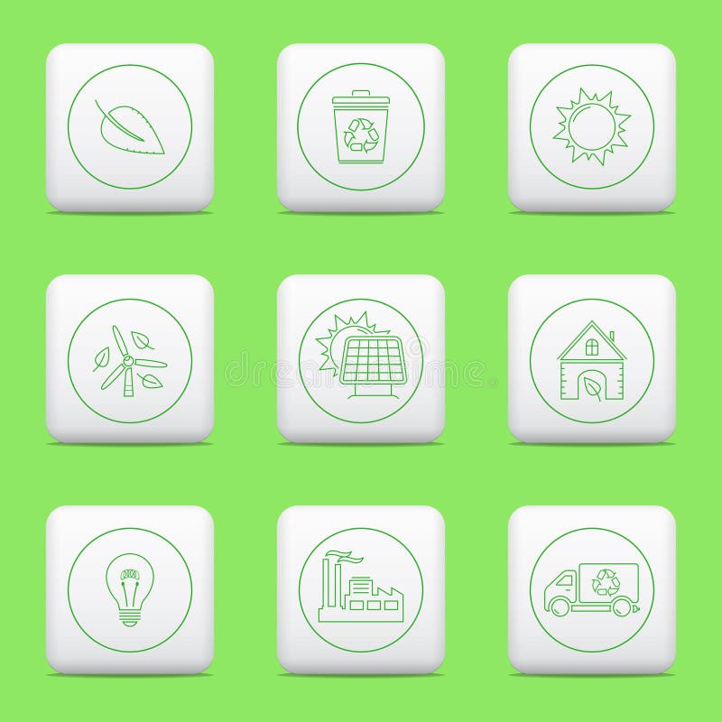 Ecology icons, web buttons stock illustration. Illustration of ...