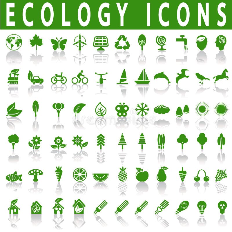 Ecology Vector Icons Set - Creative Illustration on Energy Theme Stock ...