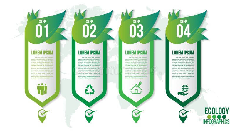 Ecology Infographics Green Friendly Environment with Leaf and World Map ...