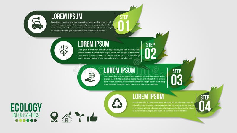 Ecology Infographics Green Friendly Environment with Leaf and World Map ...