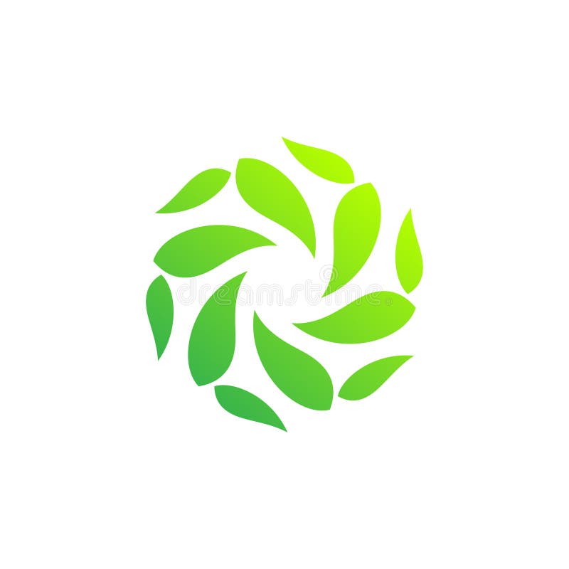 Ecology Logo Round Leaf Twisted Green Vector Design Stock Vector ...