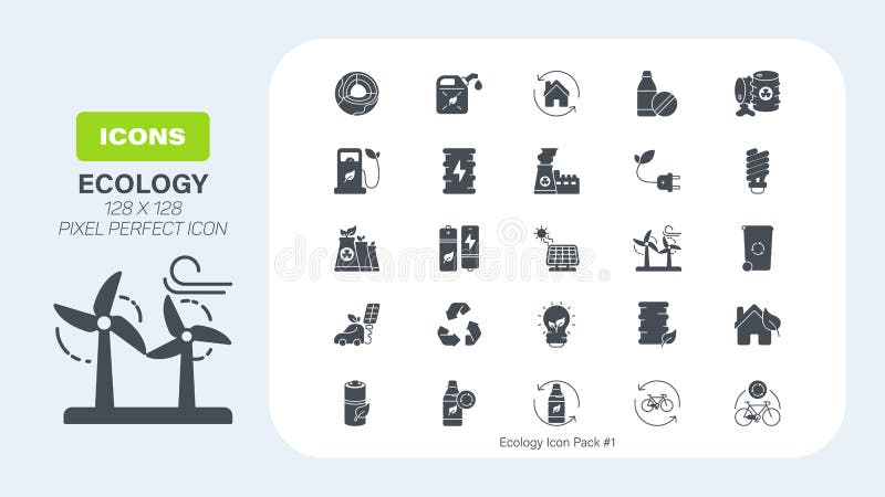 Ecology Natural Resources Icon Set, Eco Friendly Color Solid Icon Stock ...