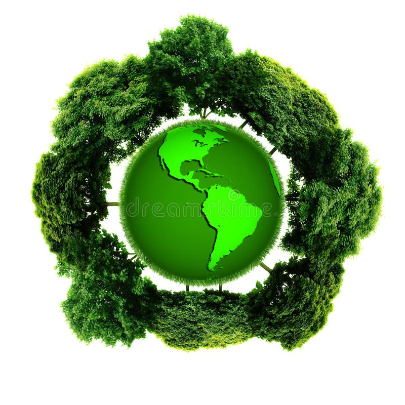 Ecology Planet with with Trees Around. Eco Earth. Stock Illustration ...