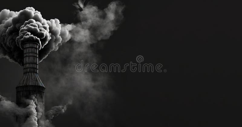 Ecology Pollution, Smoke from a Pipe on a Black Background, Graphic ...