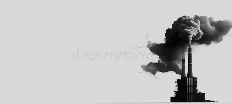 Ecology Pollution, Smoke from Pipe on Beige Background, Graphic Colored ...