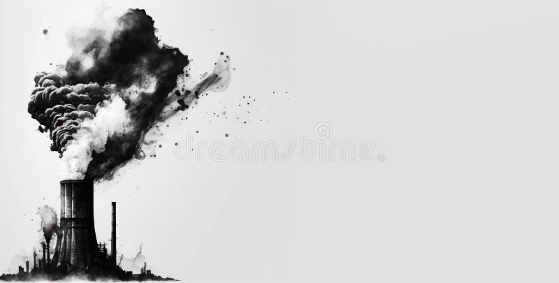 Ecology Pollution, Smoke from Pipe on White Background, Graphic Isolate ...