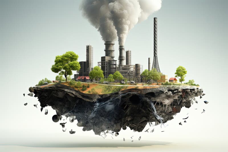 Ecology Problems Awareness Concept. Illustration of Impact of Human ...