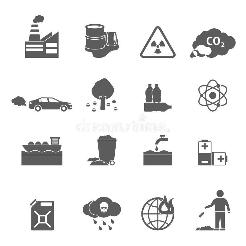 Ecology Problems Icons Set stock vector. Illustration of nature - 60444984
