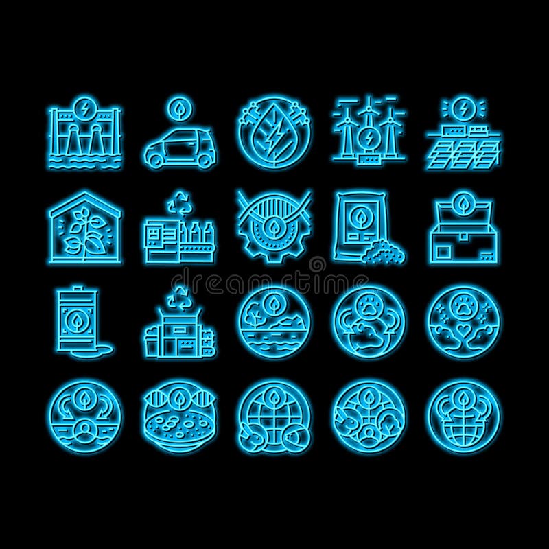 Ecology Protective Technology Neon Glow Icon Illustration Stock Vector ...