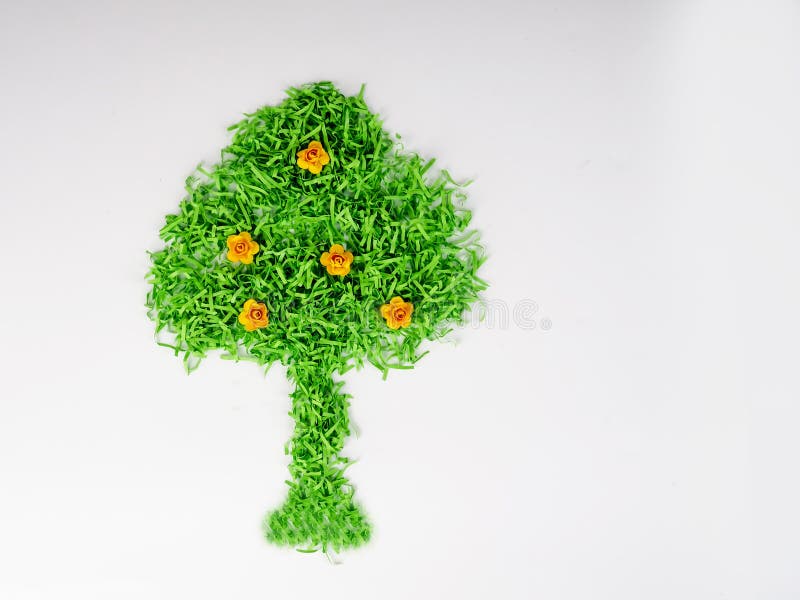 Ecology Recycle Concept with Tree Made from Shredded Green Paper ...