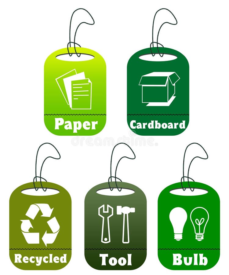 Ecology and Recycle Tags for Environmental Design Stock Illustration ...