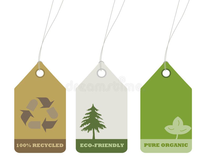 Ecology and Recycle Tags for Environmental Design Stock Illustration ...