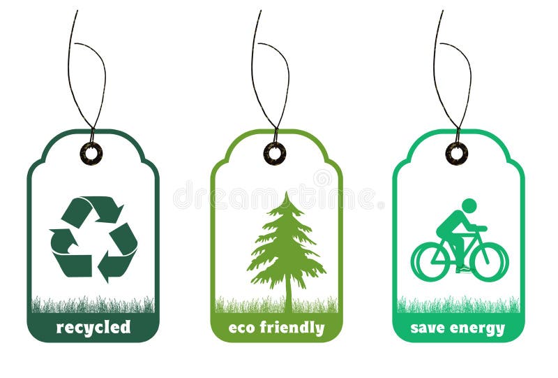 Ecology and Recycle Tags for Environmental Design Stock Illustration ...