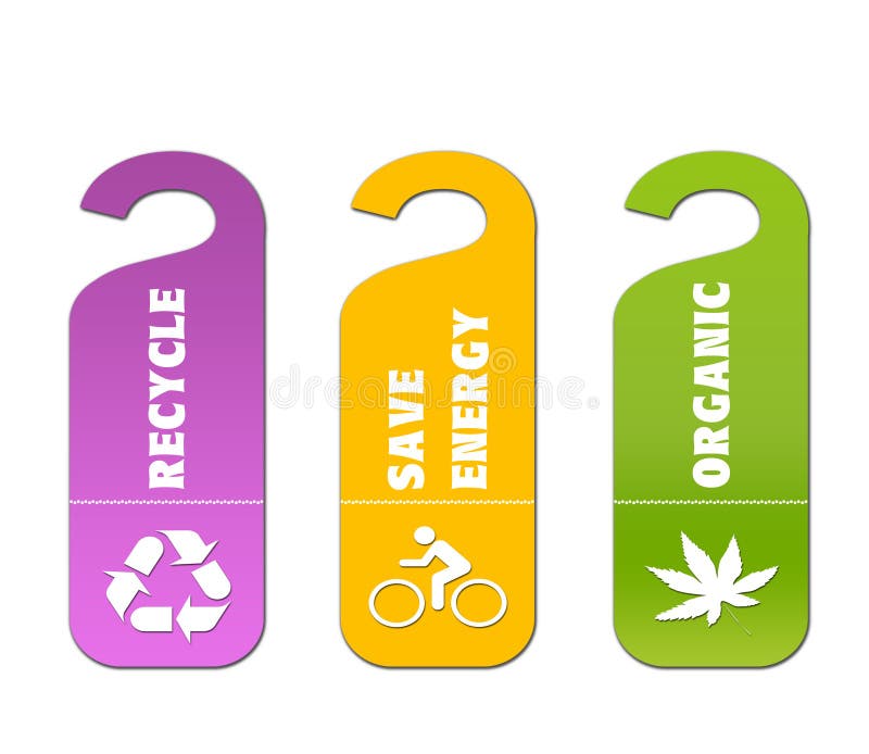 Ecology and Recycle Tags for Environmental Design Stock Illustration ...